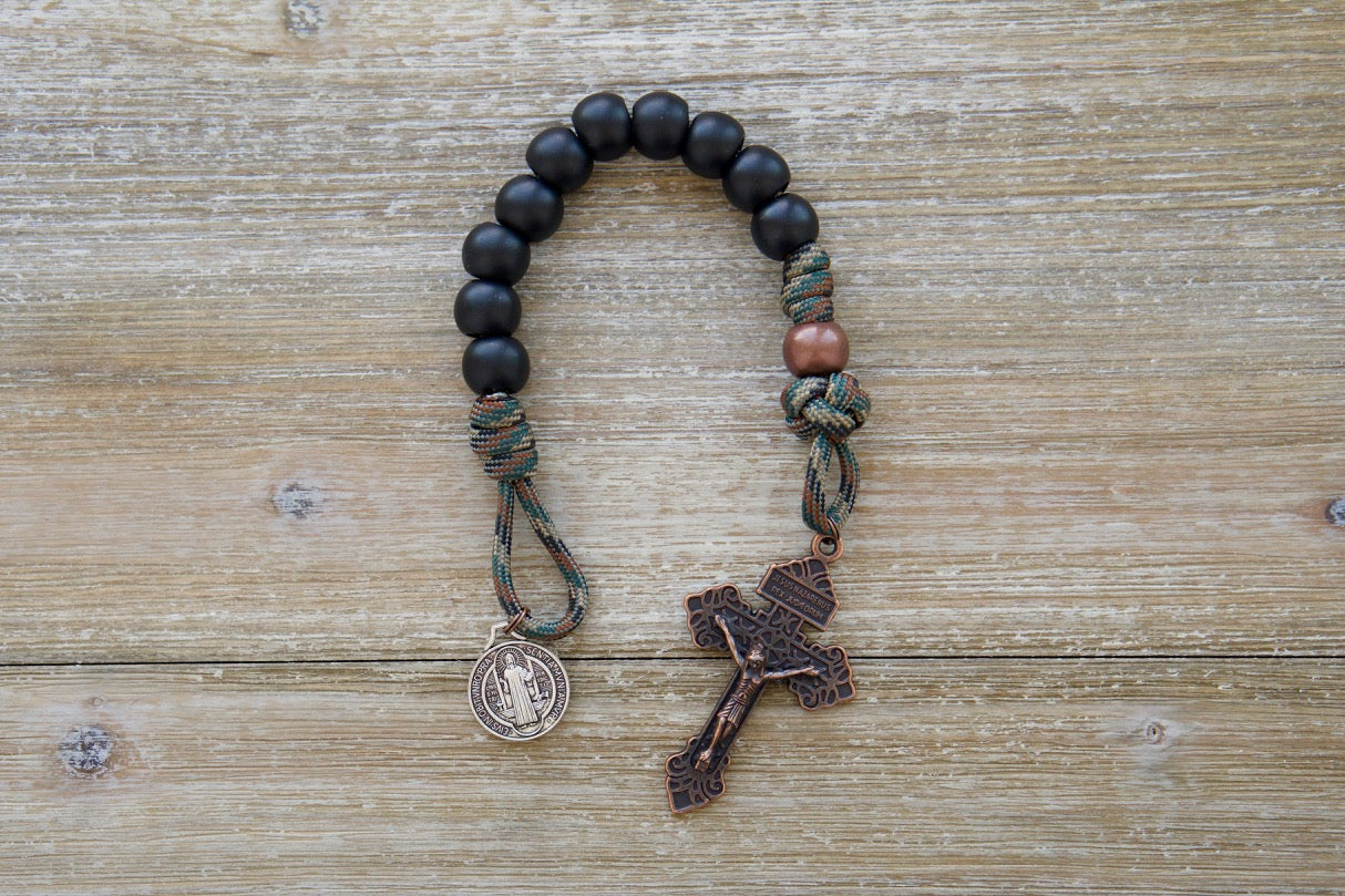 The Serpent Slayer - Camo, Black and Copper - 1 Decade Paracord Rosary ...